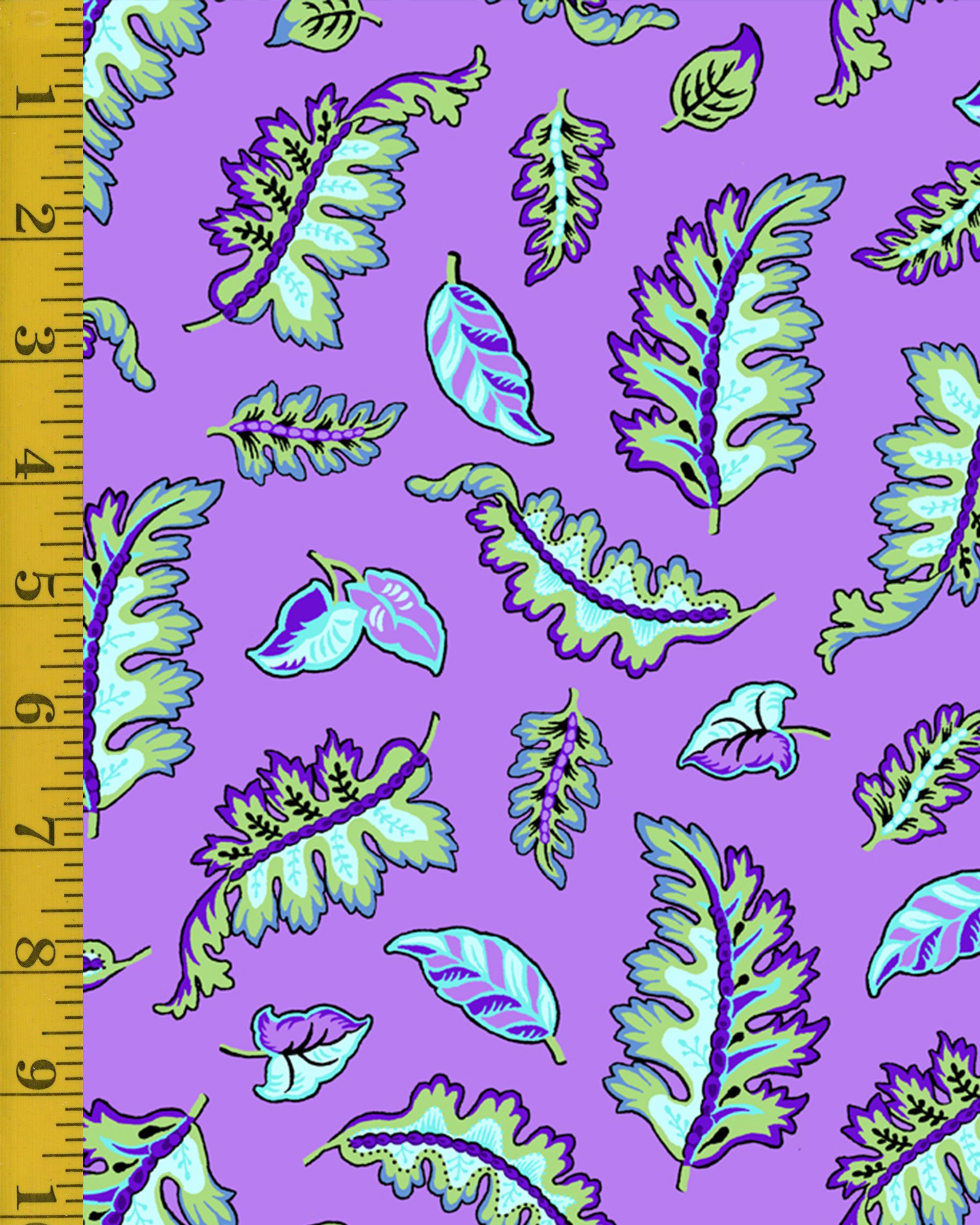 QT Fabrics Madelyn: Leaves – Purple #23-6235 | Quilt Fabric Closeouts