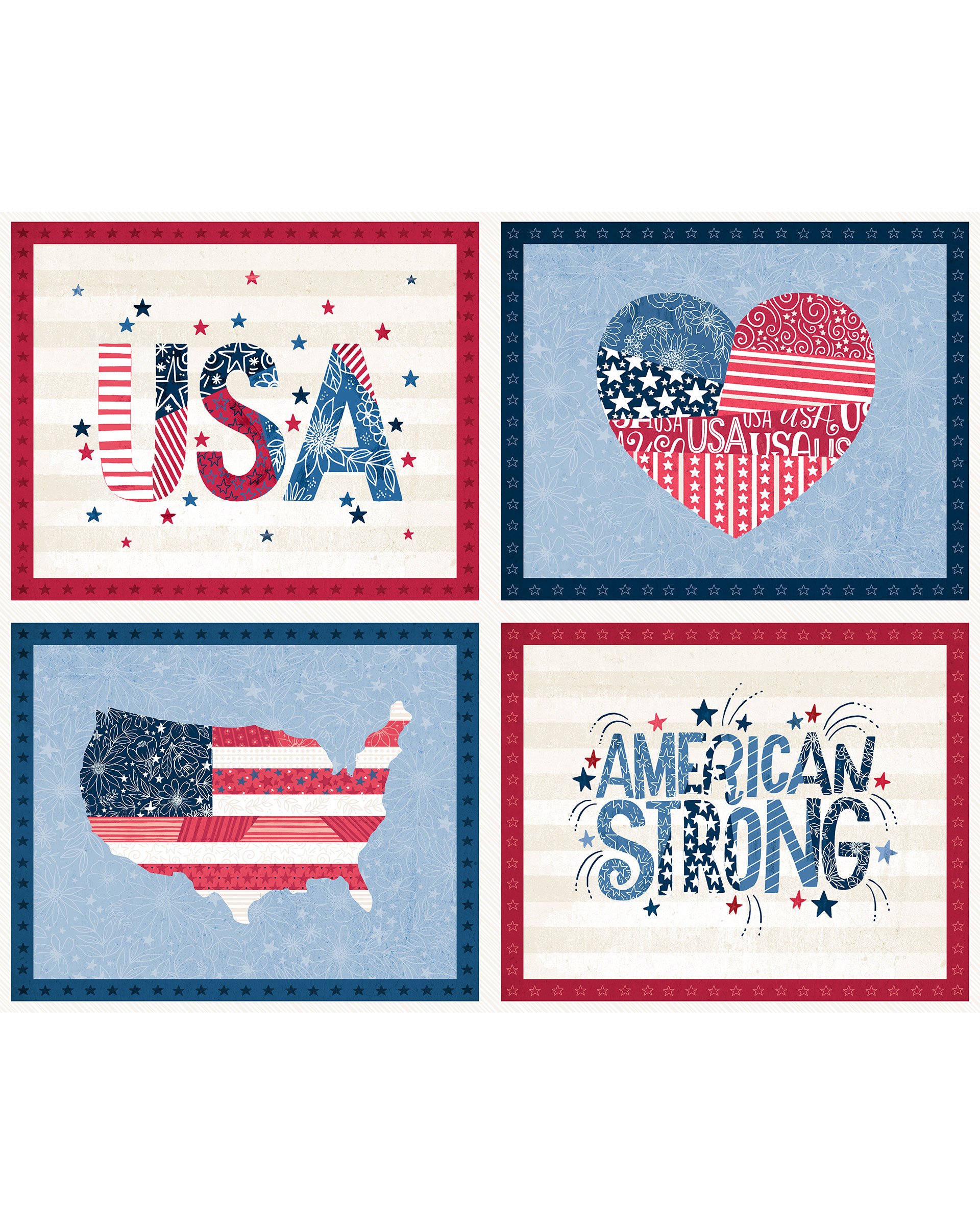 P&B Textiles Patchwork Americana: America Panel – White #24-6985 ...