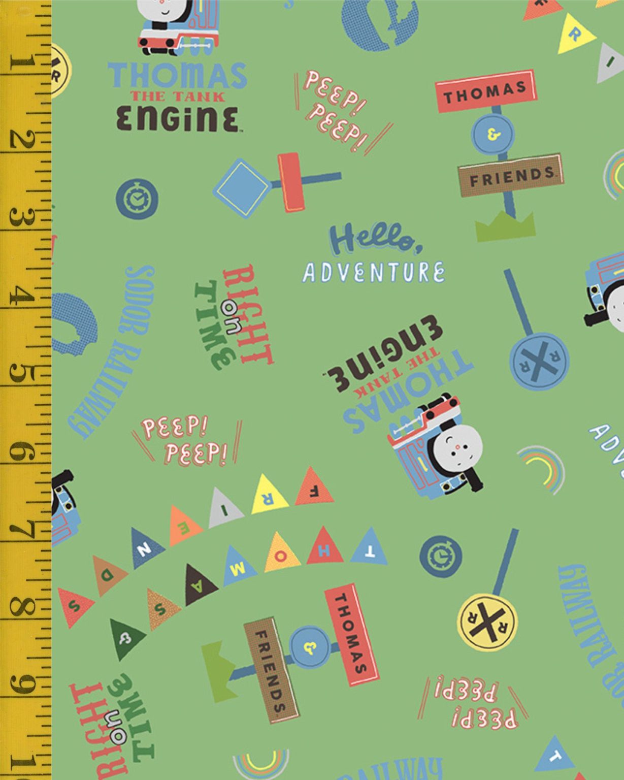 Riley Blake Designs Thomas & Friends Sodor Railway: Words – Green #25-8485 | Quilt Fabric Closeouts