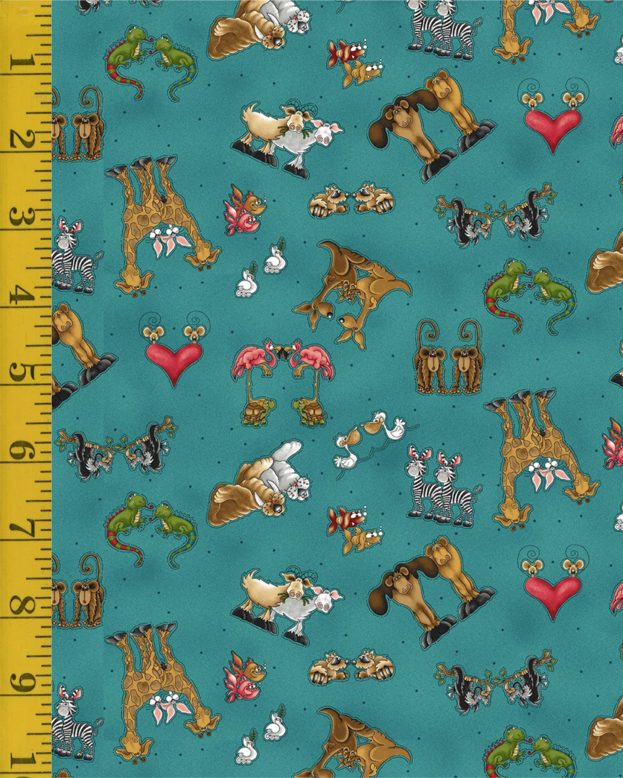Henry Glass: Two By Two – Tossed Characters, Teal glass-25-1112 | Quilt Fabric Closeouts