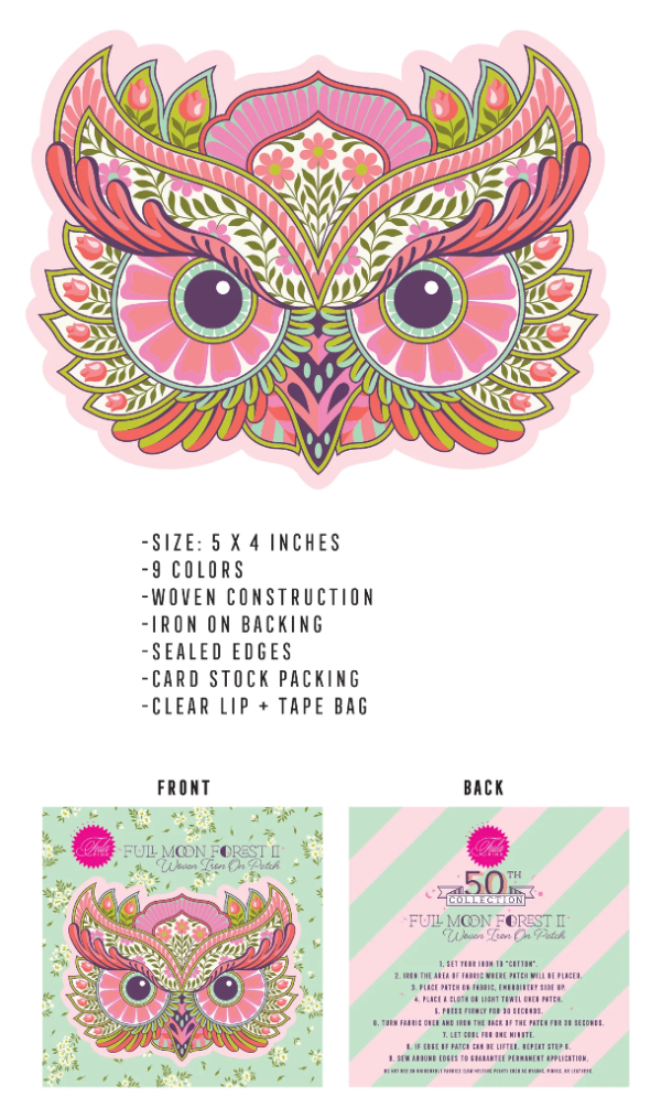 Tula Pink: Full Moon Forest II Woven Iron On Patch Honey – Tula-25-1501 ...