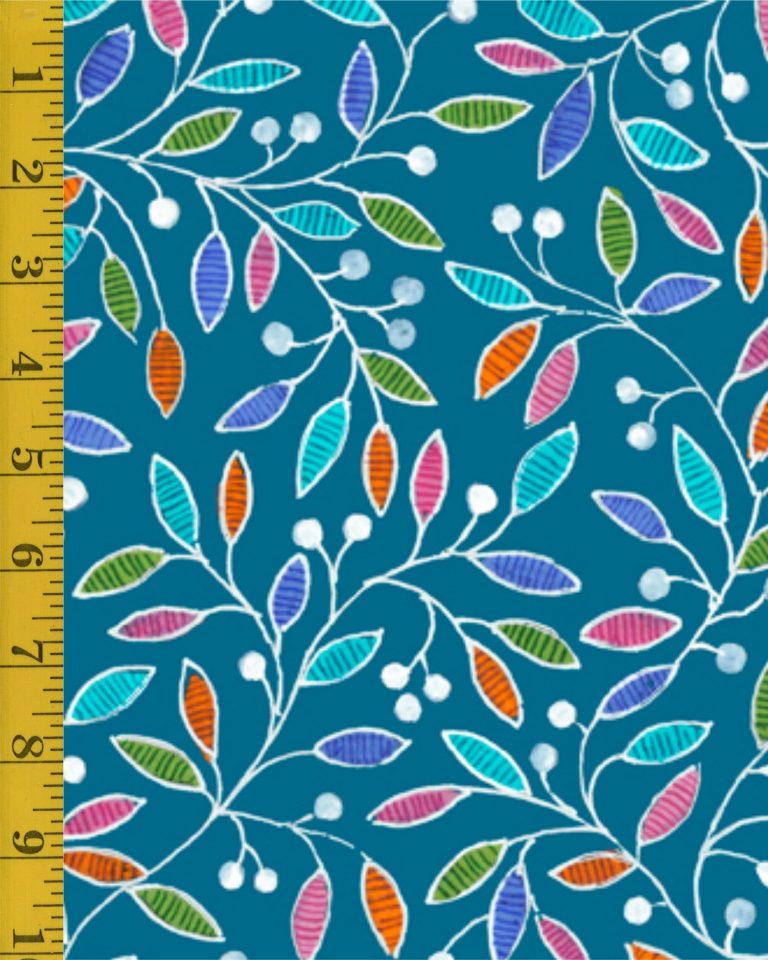 Qt Fabrics Flowerful: Leaf Vine – Dark Teal #25-6516 | Quilt Fabric ...