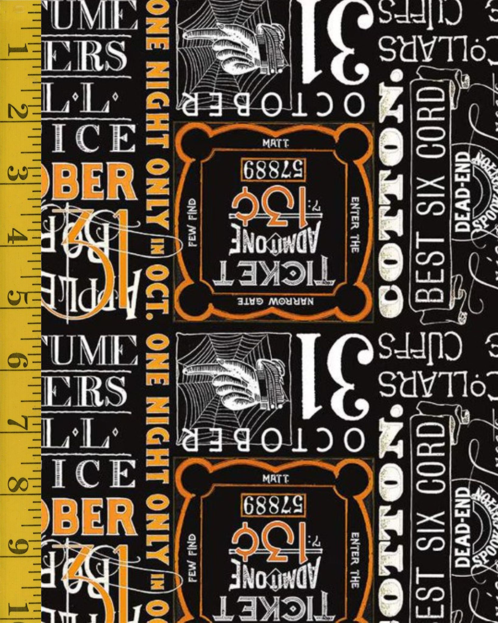 Riley Blake Designs Costume Maker’s Act II – Ticket Text – Black – 25 ...